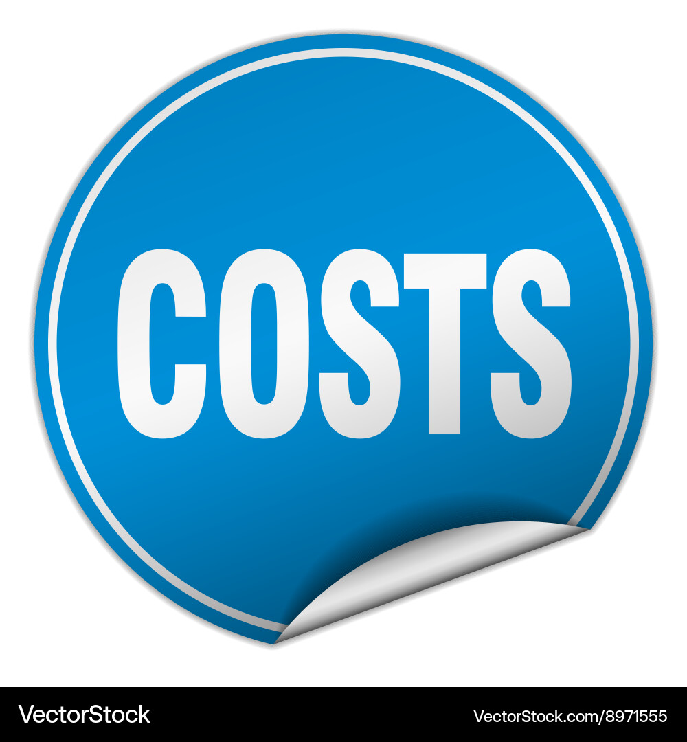 Costs round blue sticker isolated on white Vector Image
