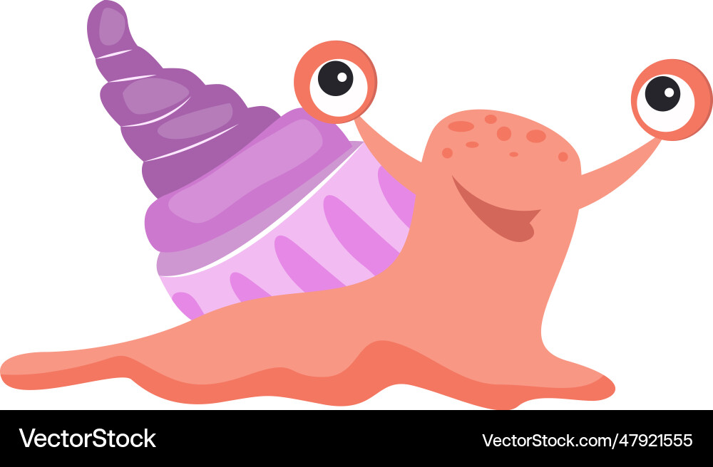 Cute pink slug with purple cochlea flat icon Vector Image