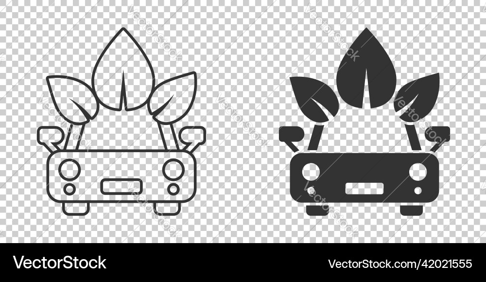 Eco car icon in flat style leaf and auto on white Vector Image