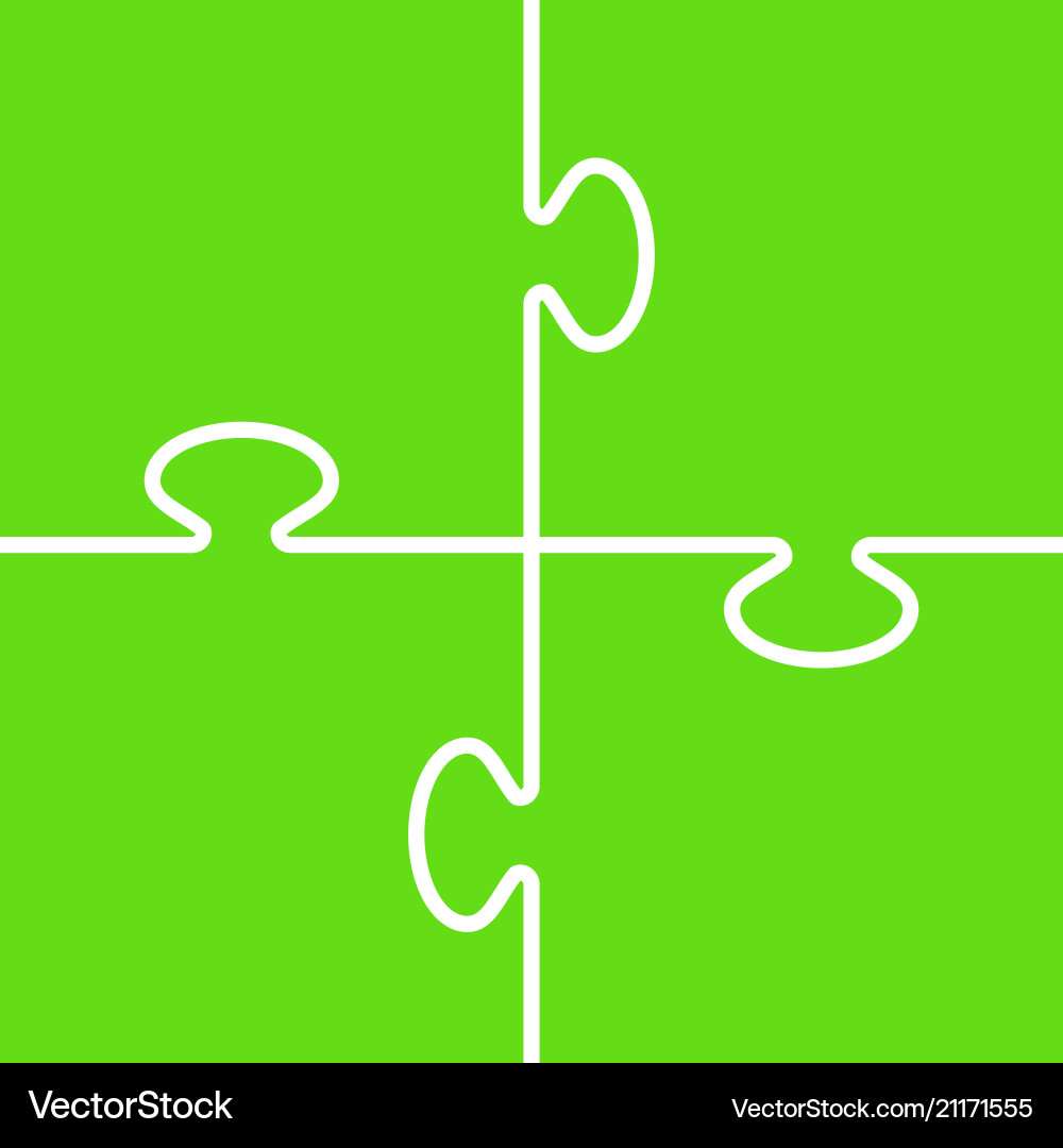 Four step green piece puzzle infographic Vector Image