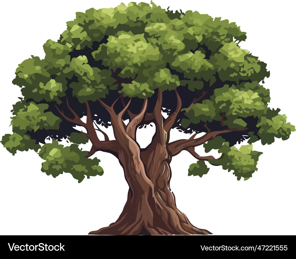 Green leaves grow on tree Royalty Free Vector Image