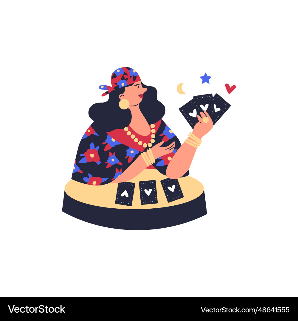 Gypsy Woman Fortune Teller Reading Future Vector Image