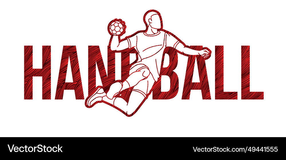 Handball sport text designed with player action Vector Image