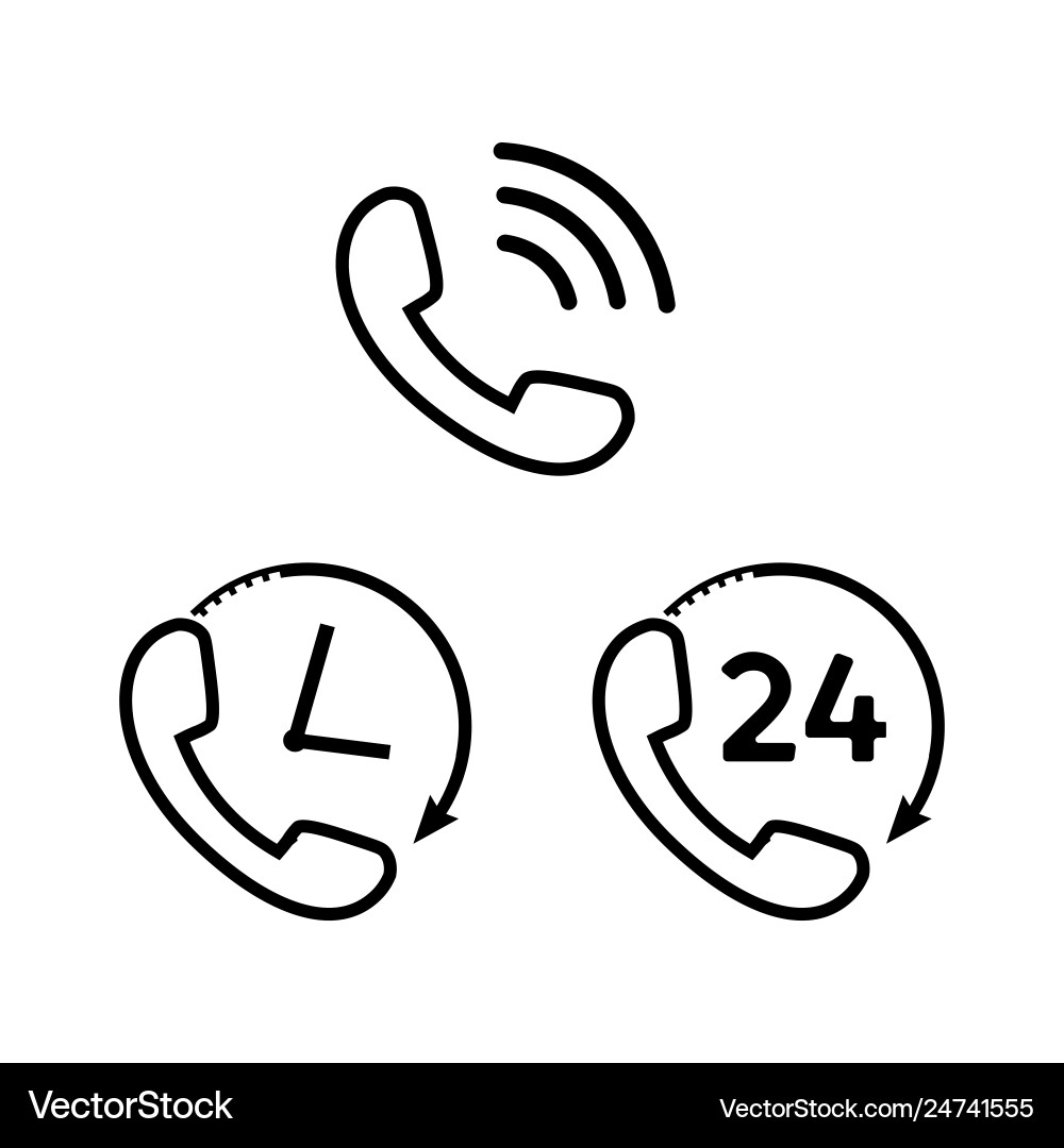 Phone icon line set black symbols Royalty Free Vector Image