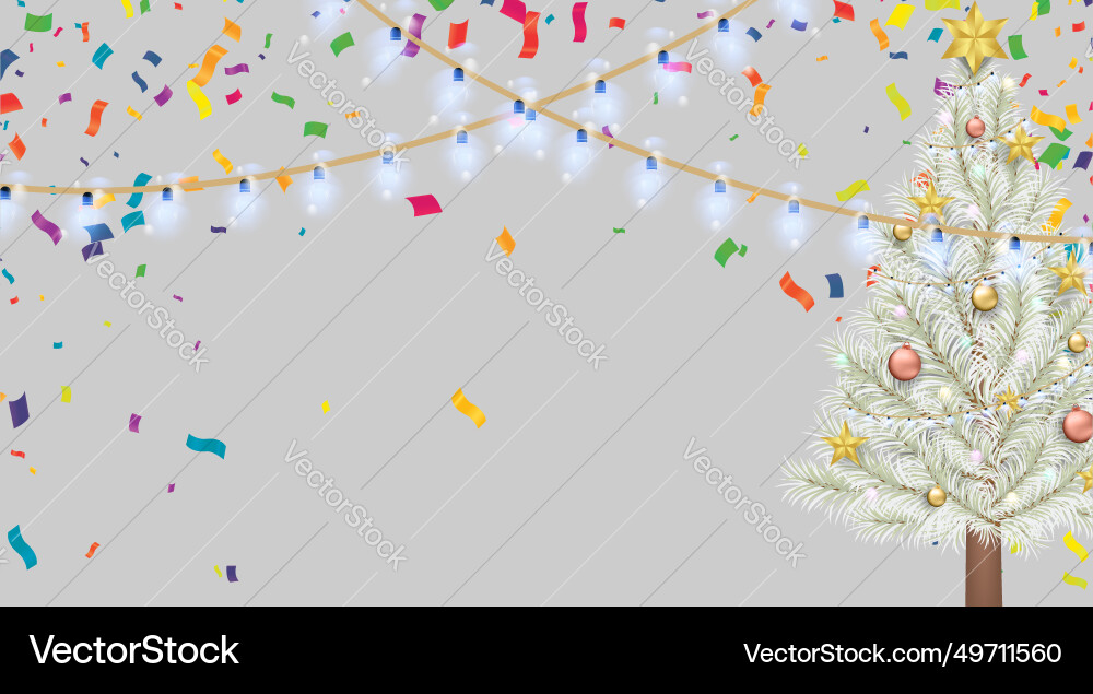 Christmas background with christmas tree confetti Vector Image
