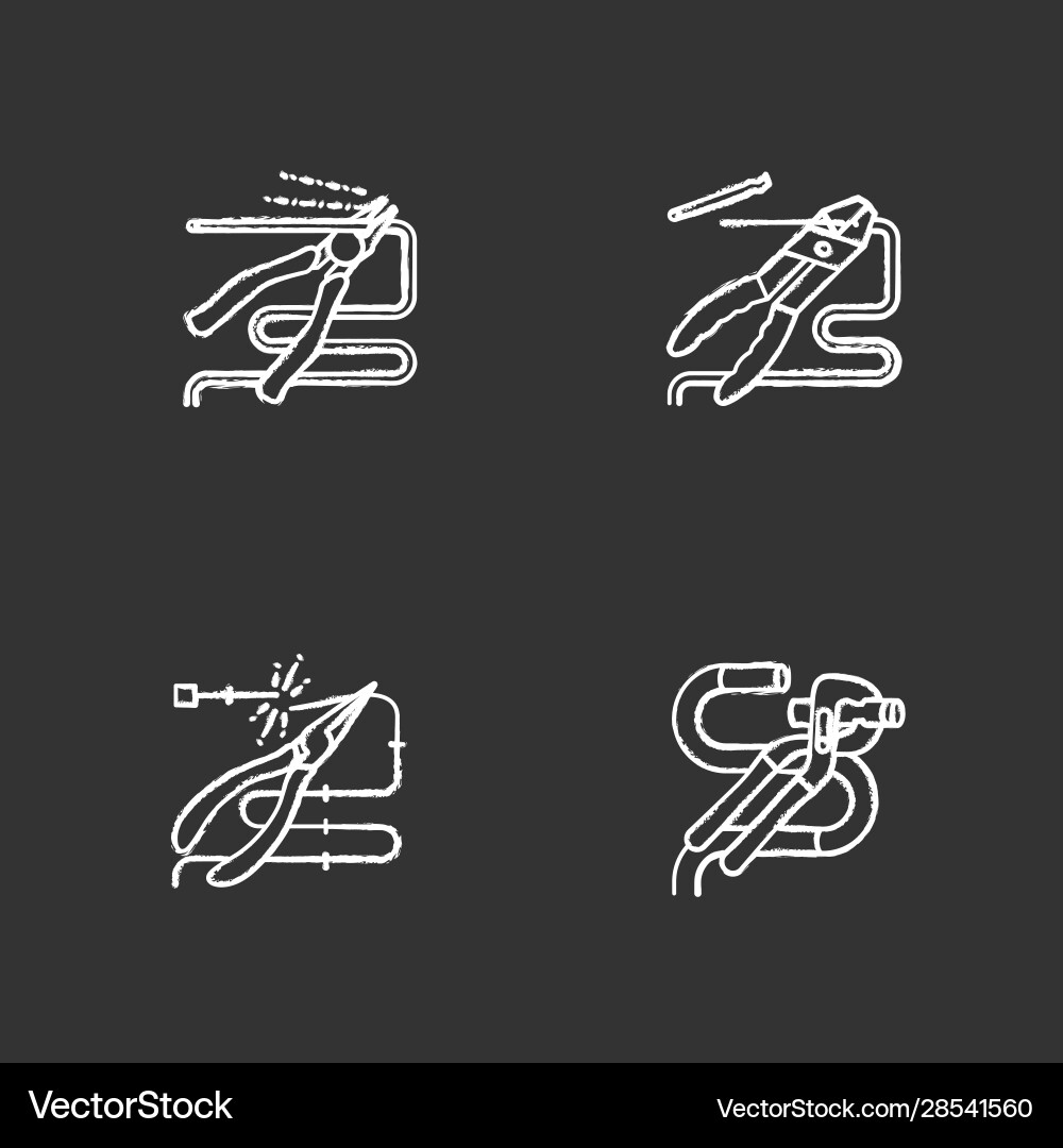 Construction tools chalk icons set Royalty Free Vector Image