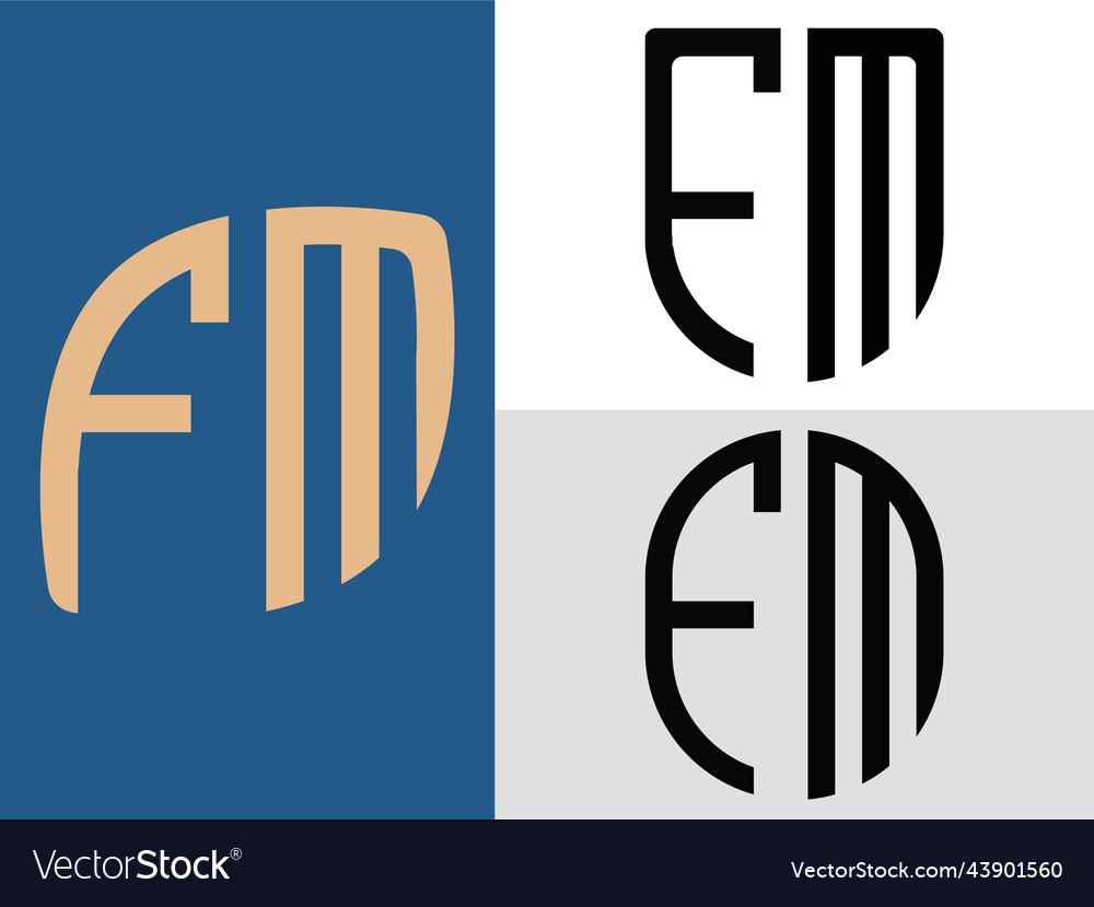 Creative initial letters fm logo designs bundle Vector Image