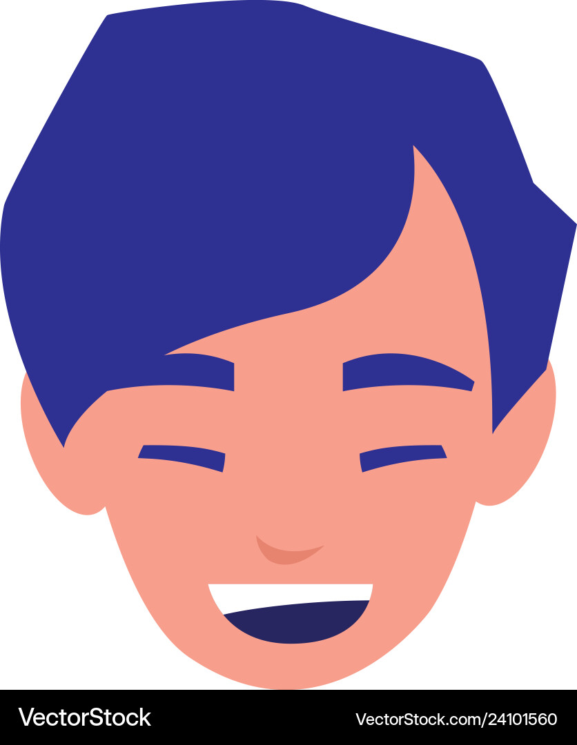 Cute little boy head character Royalty Free Vector Image