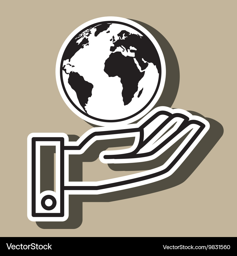 Hand and world isolated icon design Royalty Free Vector