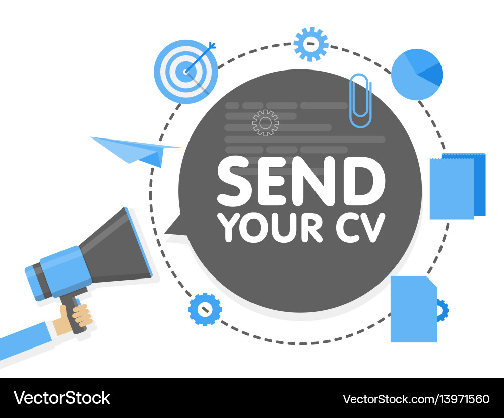 Hand holding megaphone speech sign text send us Vector Image