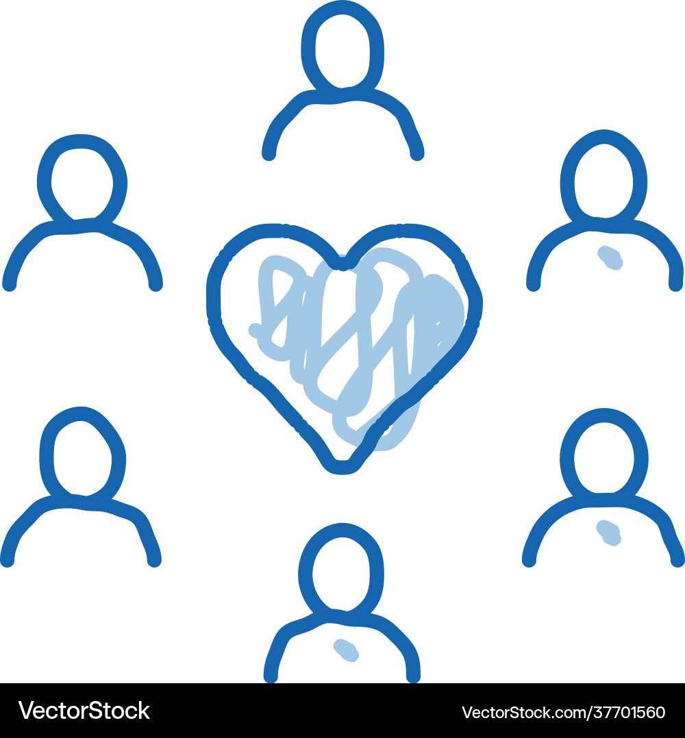 Human group love doodle icon hand drawn Royalty Free Vector