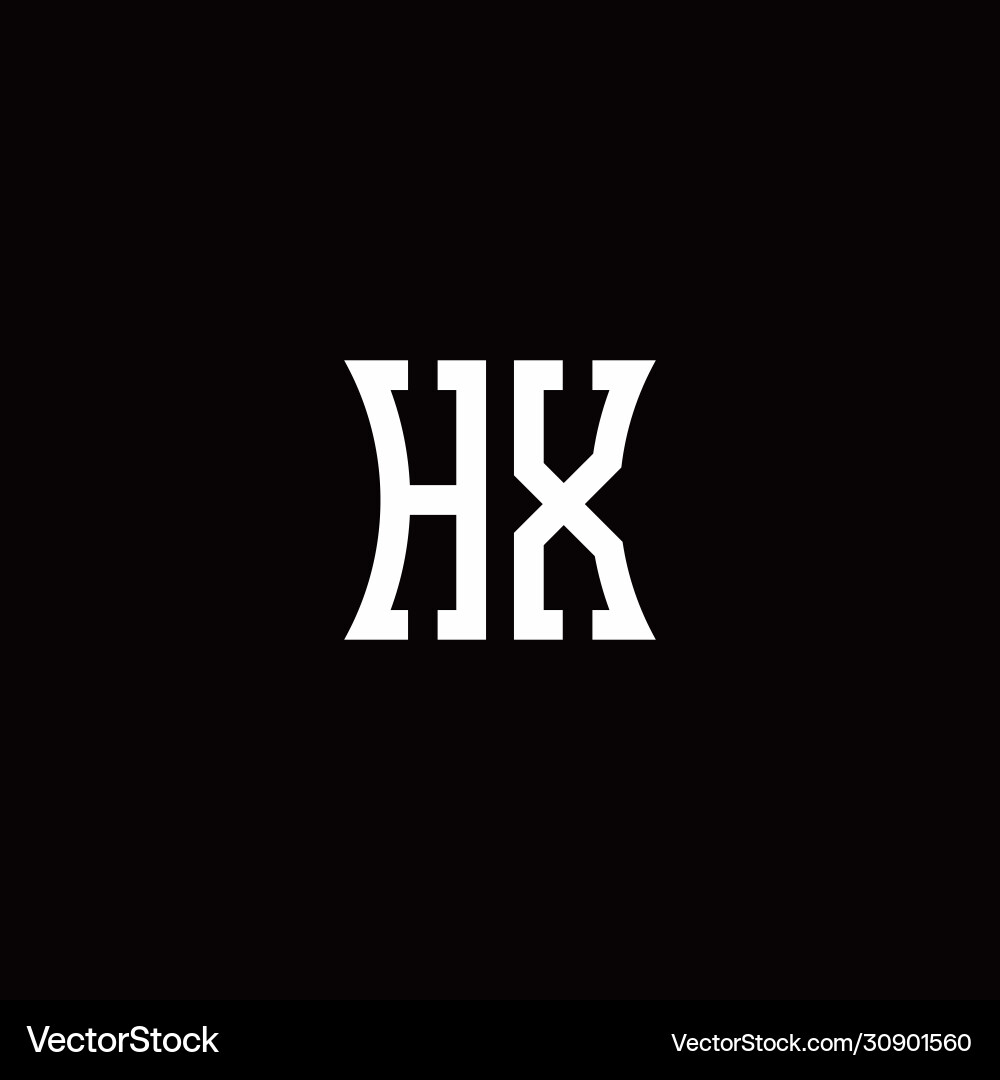 Hx monogram logo letter with curved side style Vector Image
