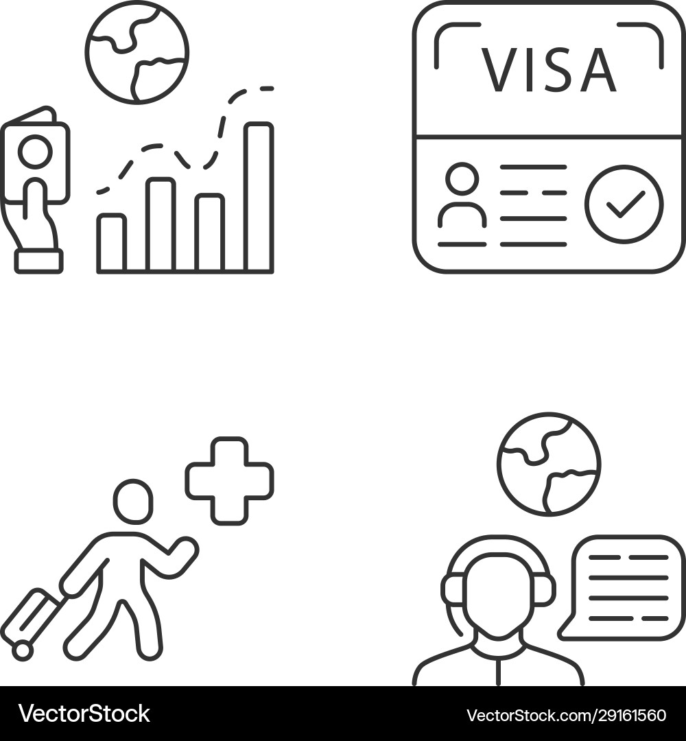 Immigration linear icons set migration rate start Vector Image