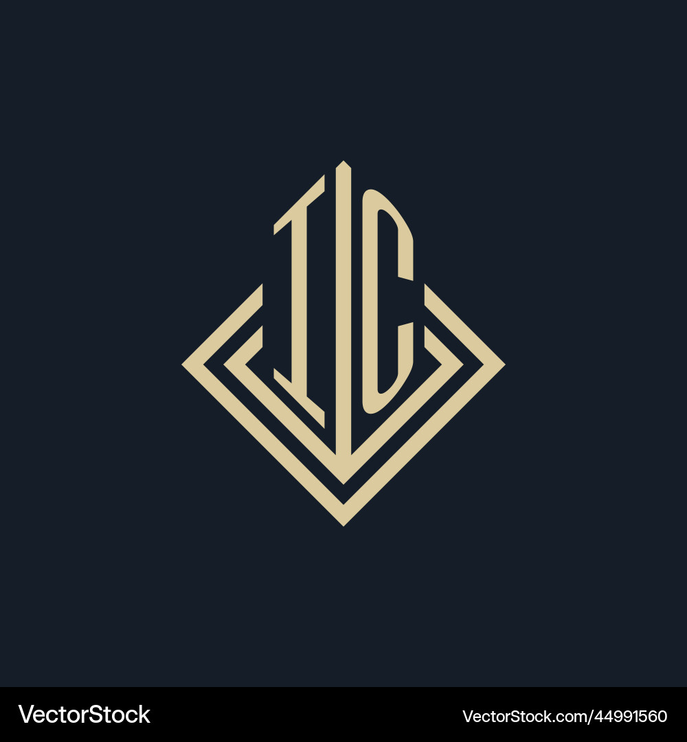 Initials ic logo rhombus lines shape style luxury Vector Image