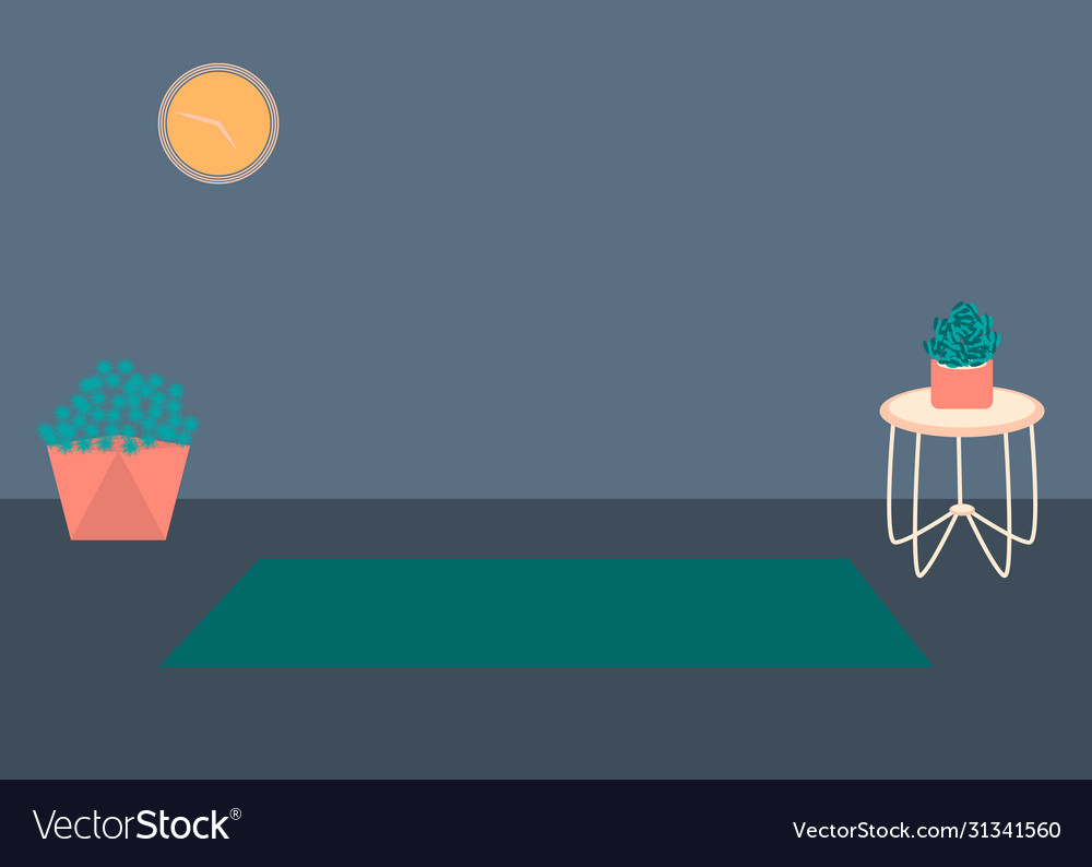 Interior Flat Design Home In Colorful Furniture Vector Image