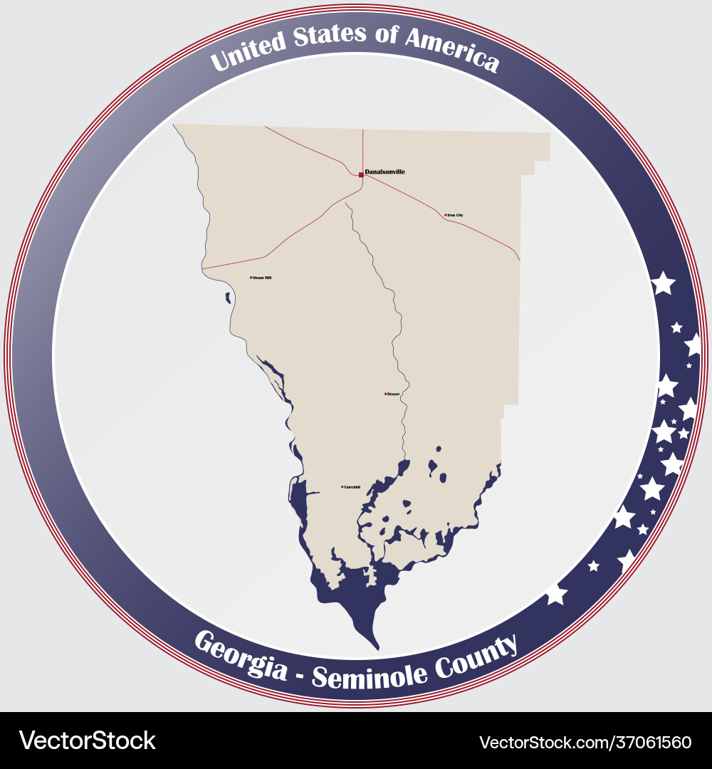 Map seminole county in georgia Royalty Free Vector Image