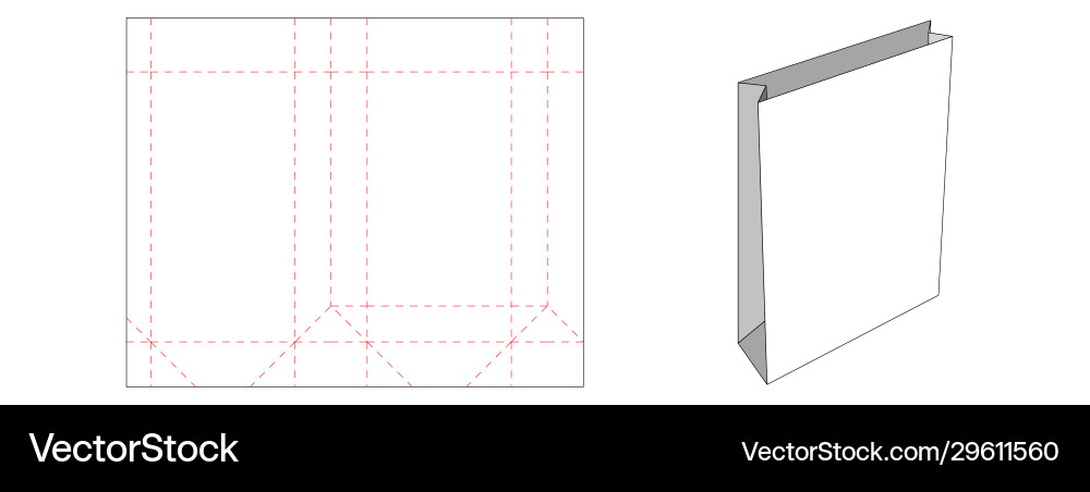 Paper tin bag packaging die cut template design Vector Image