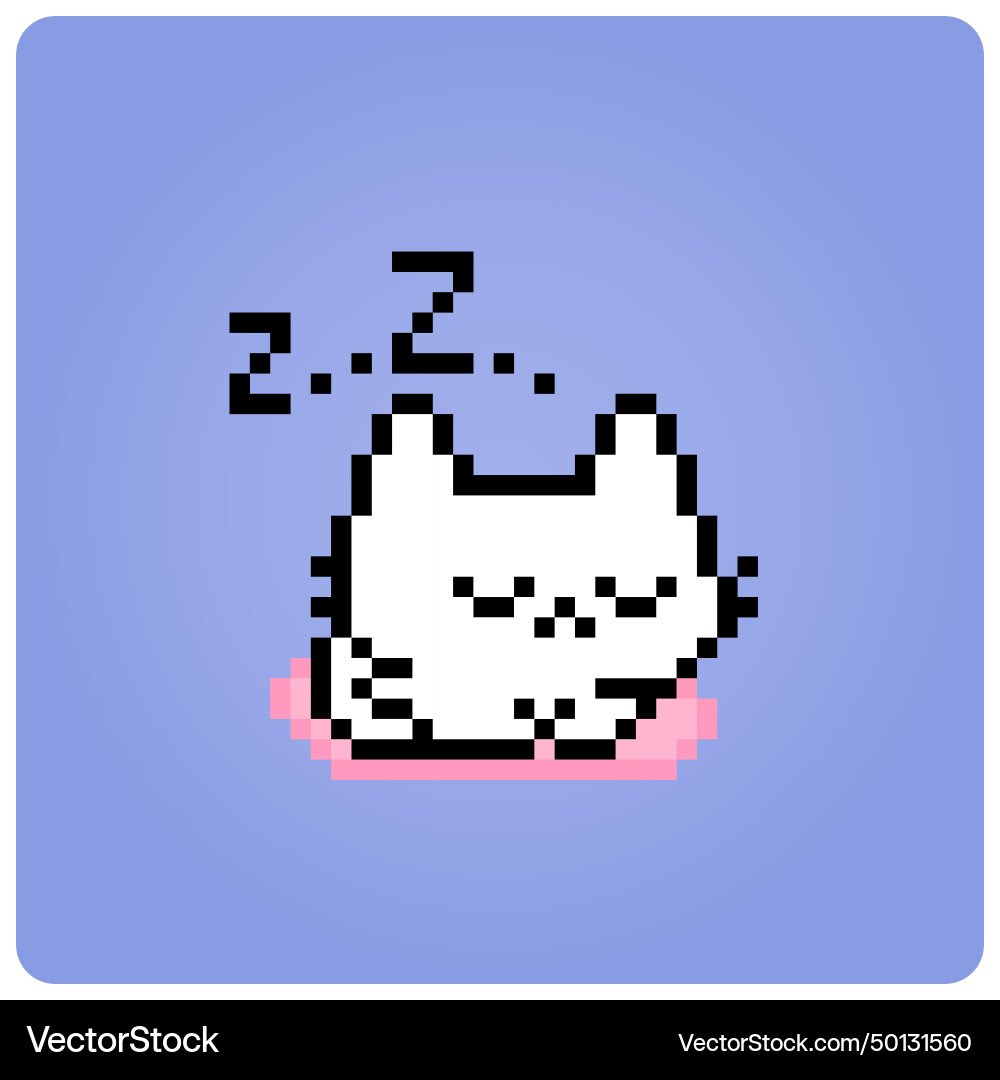 Pixel 8 bit cat is sleeping pets for game assets Vector Image