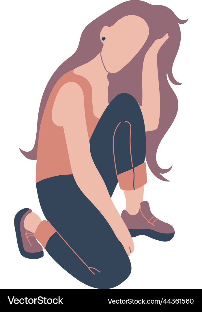 Young girl sitting Royalty Free Vector Image - VectorStock