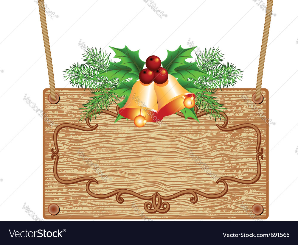 Christmas Wooden Signboard Royalty Free Vector Image