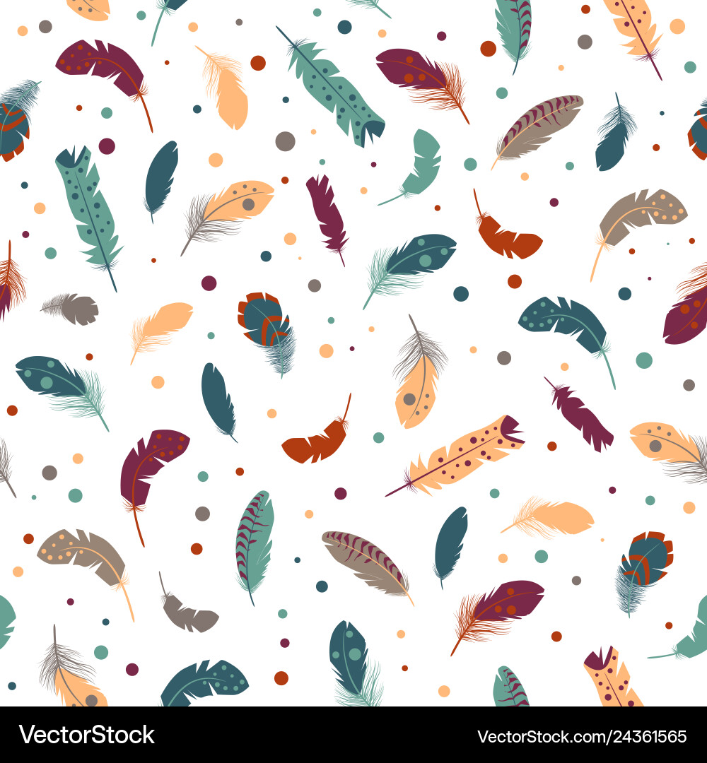 Colorful bird feathers and dots Royalty Free Vector Image