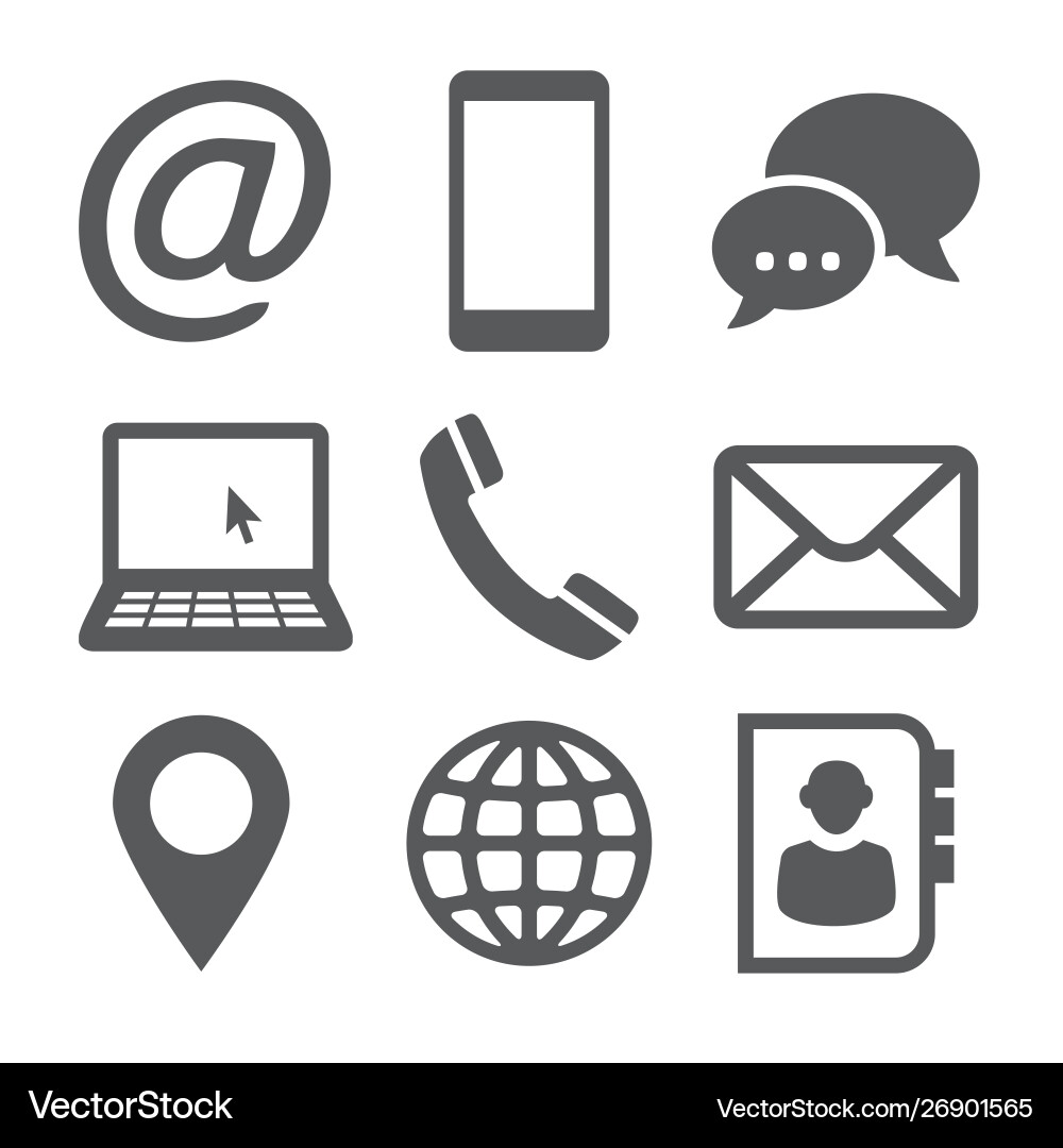 Contact icons on white background Royalty Free Vector Image