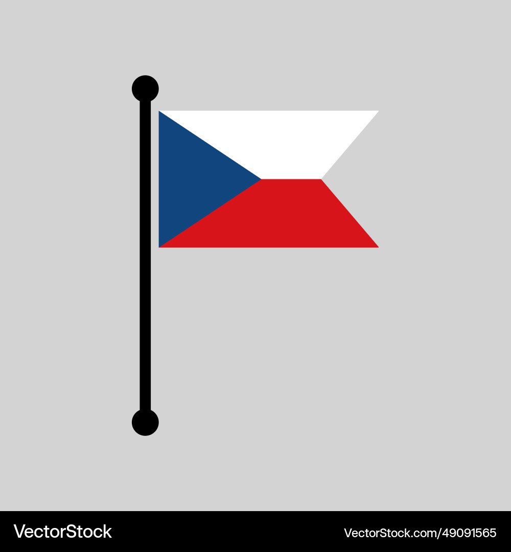 Czech national flag on flagpole Royalty Free Vector Image
