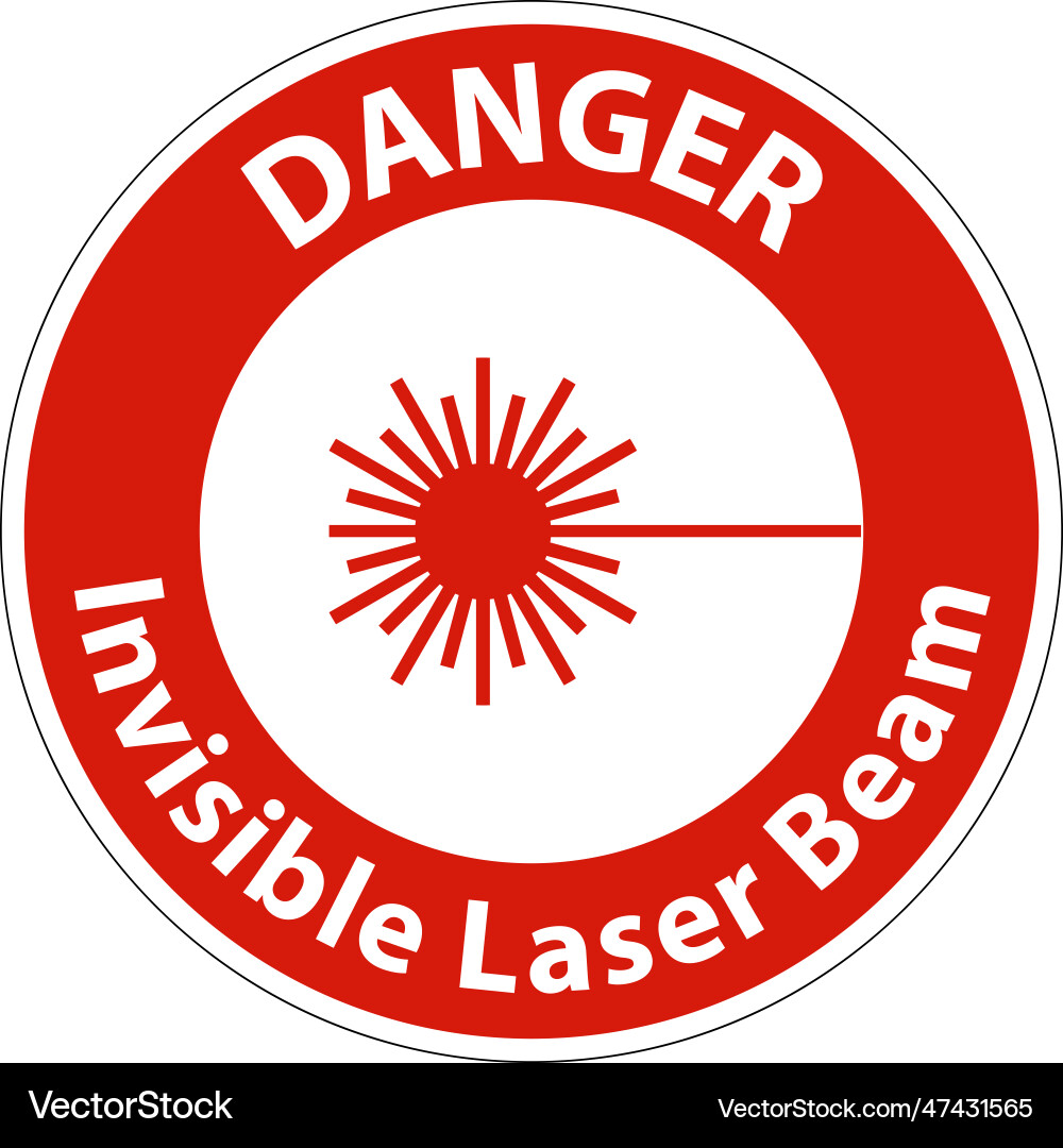 Danger sign invisible laser beam on white Vector Image