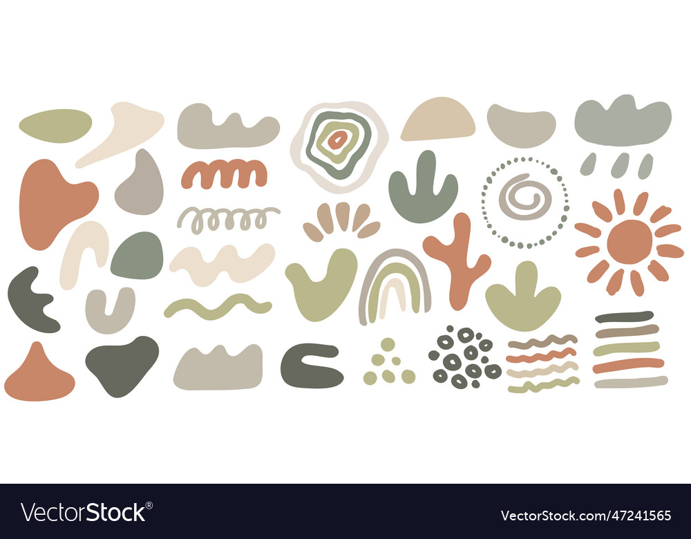 Hand drawn organic shapes set abstract boho Vector Image