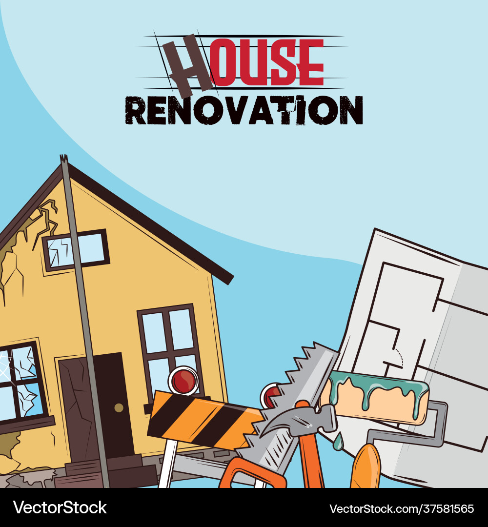 House renovation repair Royalty Free Vector Image