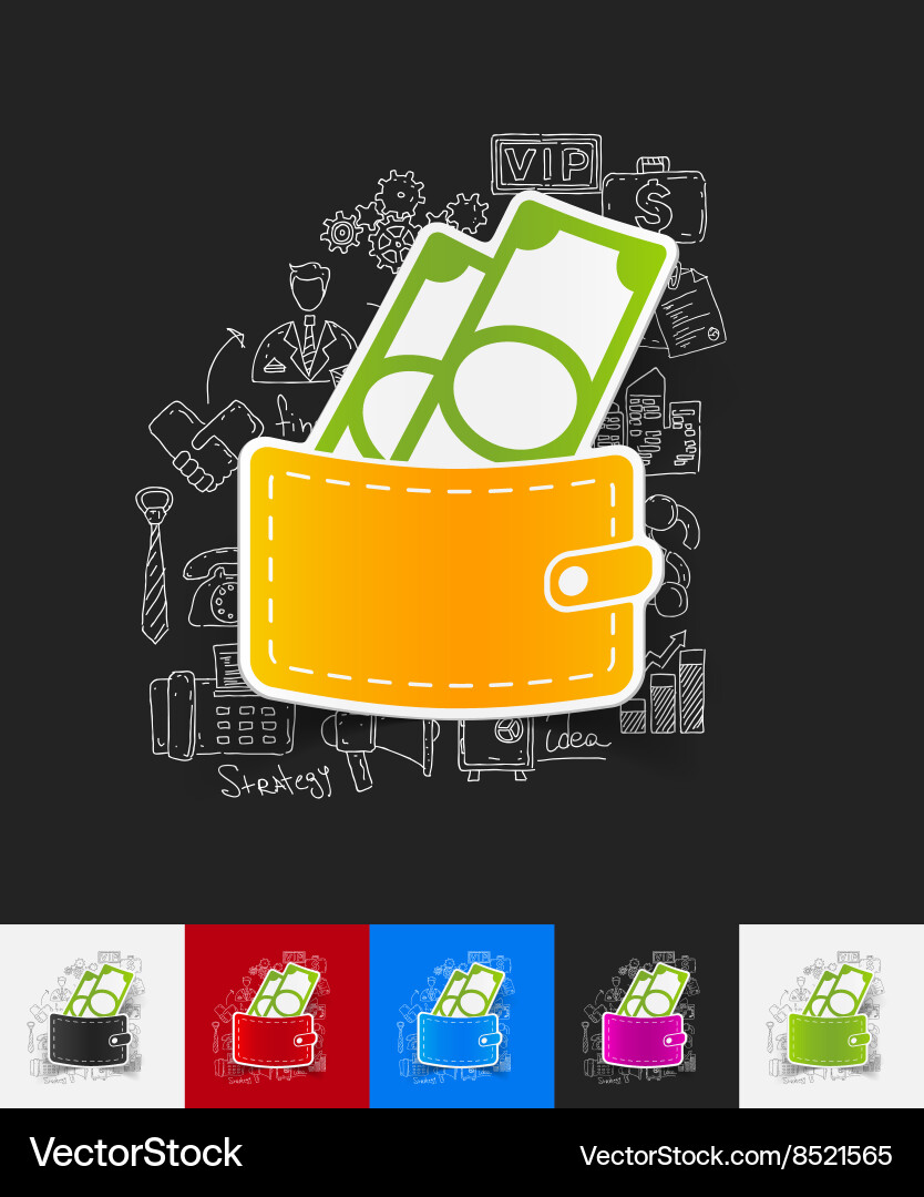 Money paper sticker with hand drawn elements Vector Image