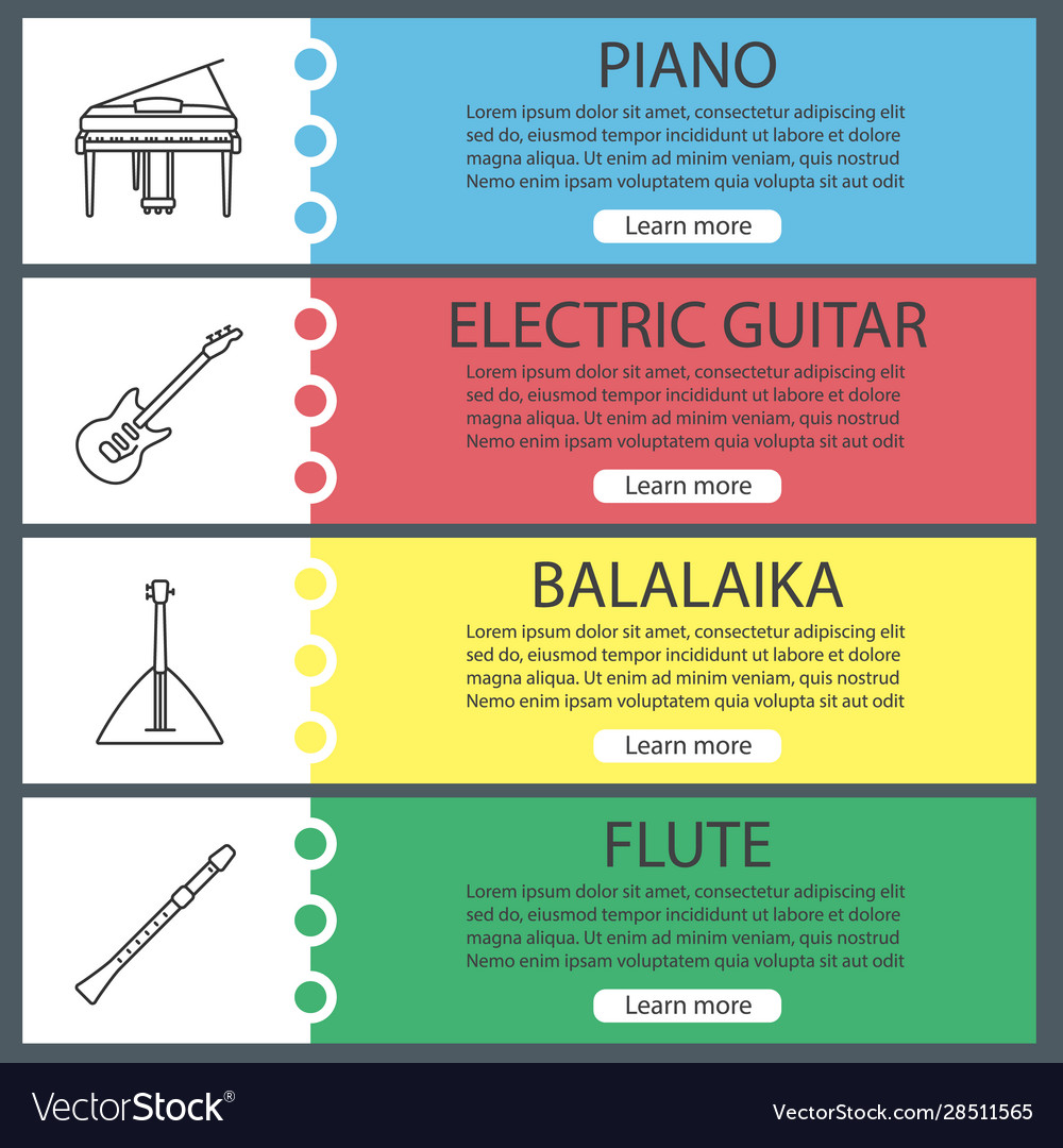 Musical instruments web banner templates set Vector Image