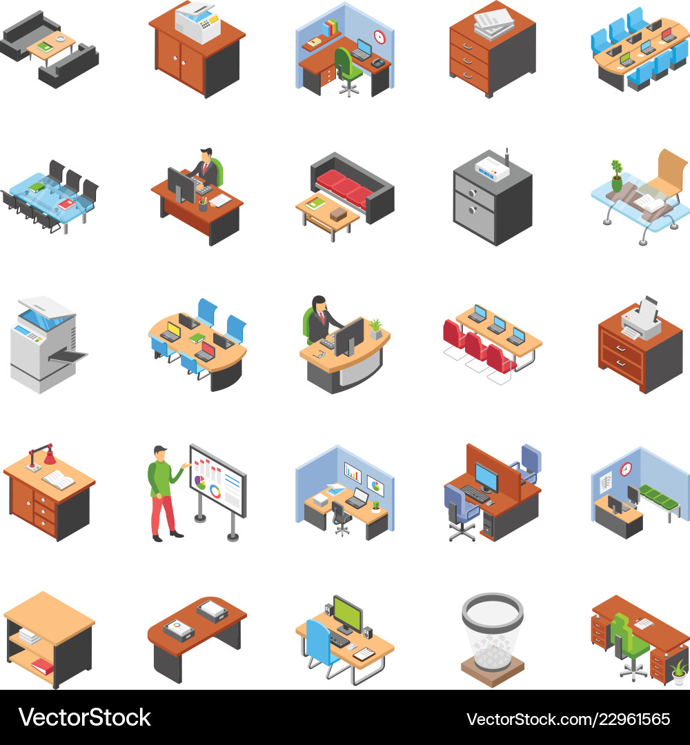 Pack of office workplace icons Royalty Free Vector Image
