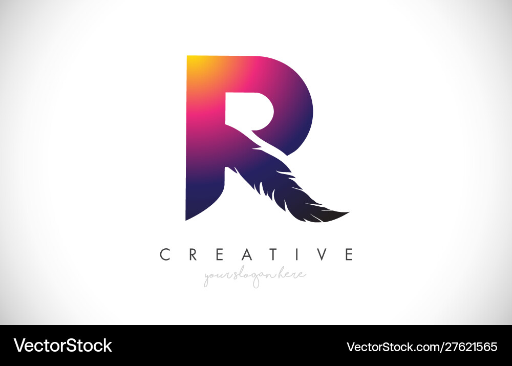 R feather letter logo icon design Royalty Free Vector Image