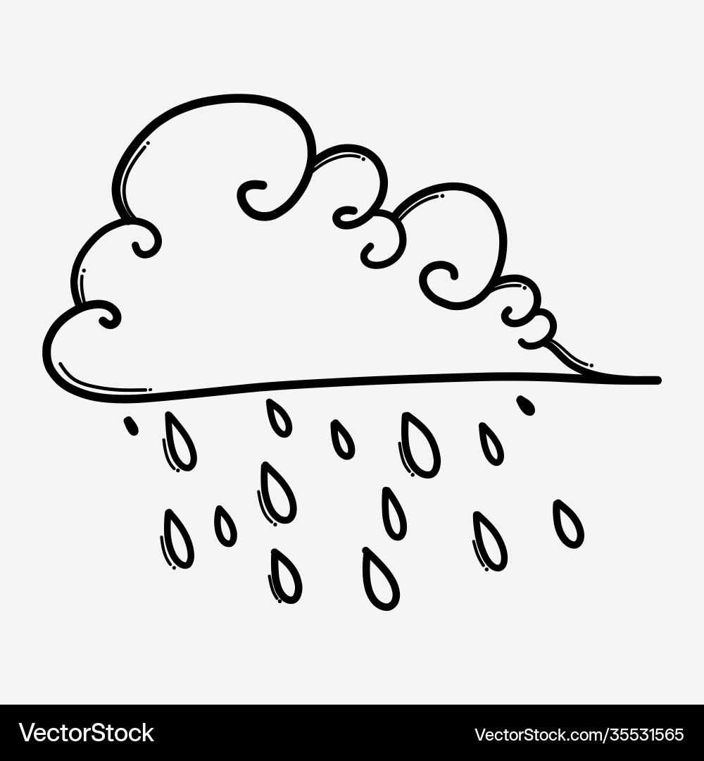 Rain doodle icon drawing sketch hand drawn line Vector Image