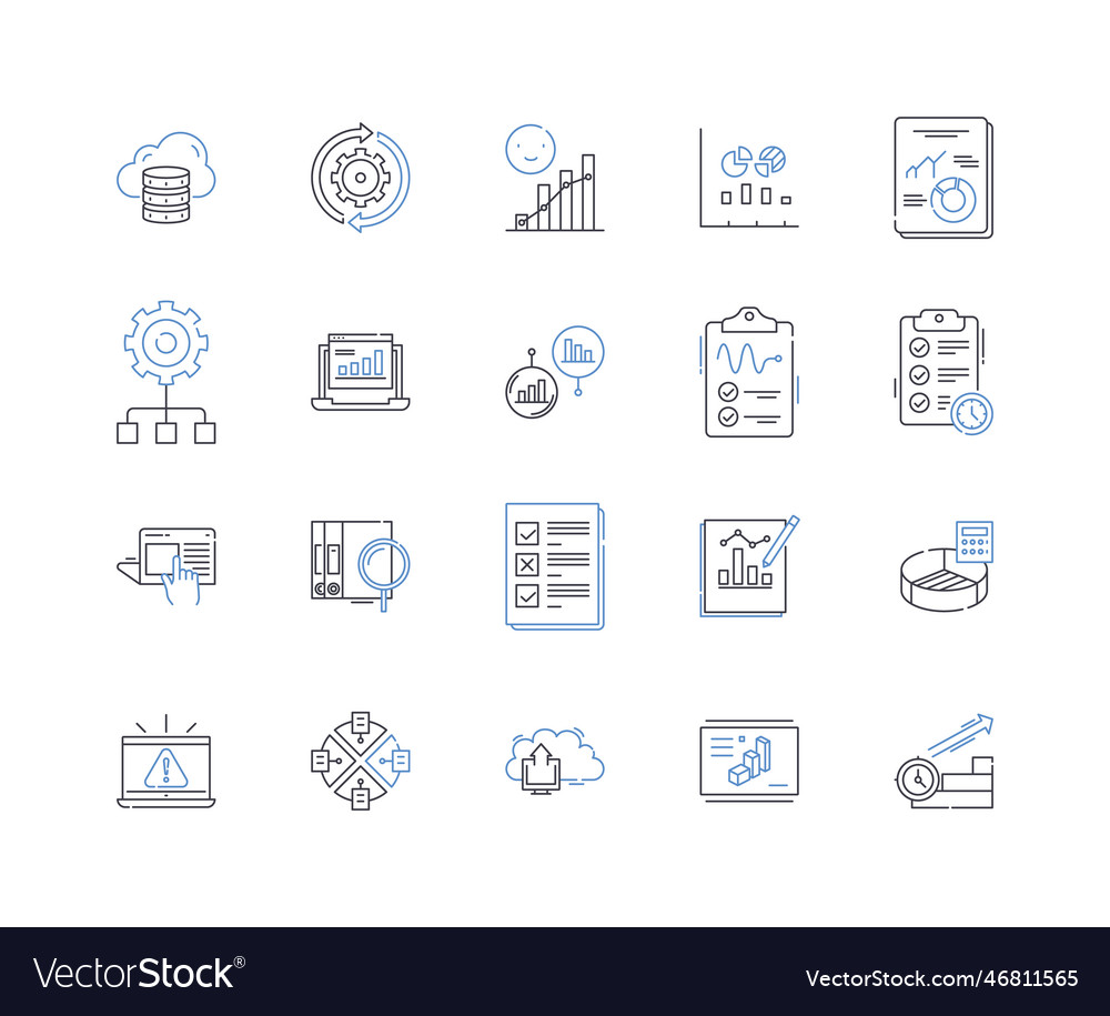 Reports and hardware line icons collection Vector Image Reports and hardware line icons collection Vector Image