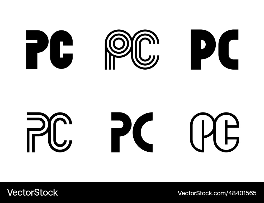 Set of letter pc logos Royalty Free Vector Image