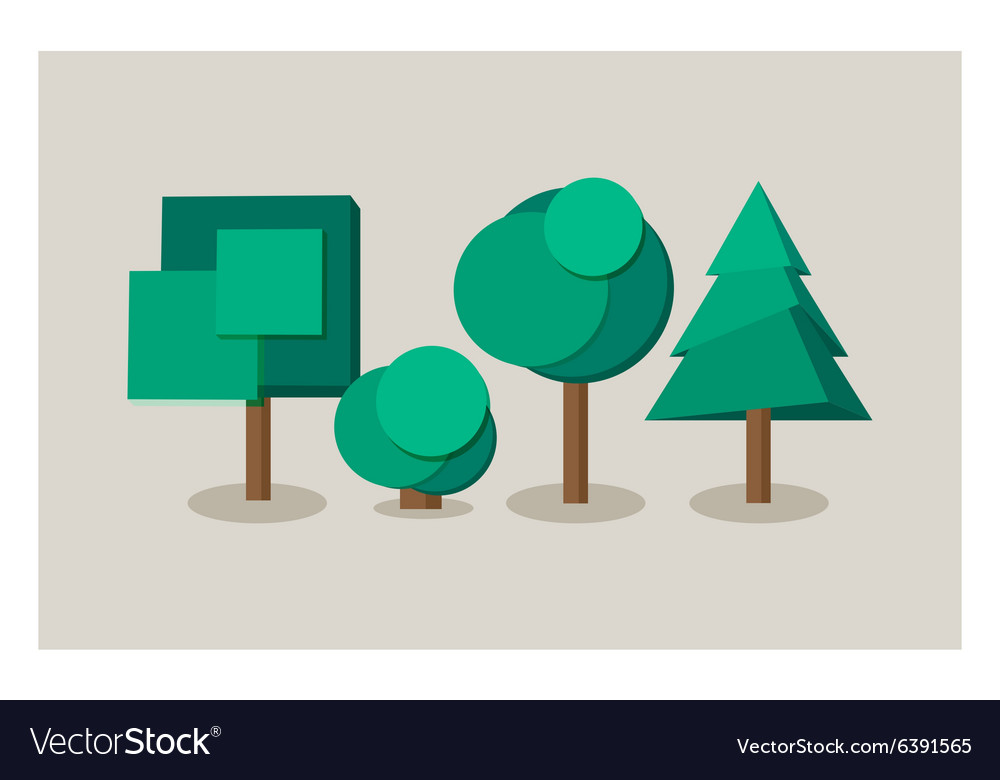 Set of tree icons in flat style Royalty Free Vector Image