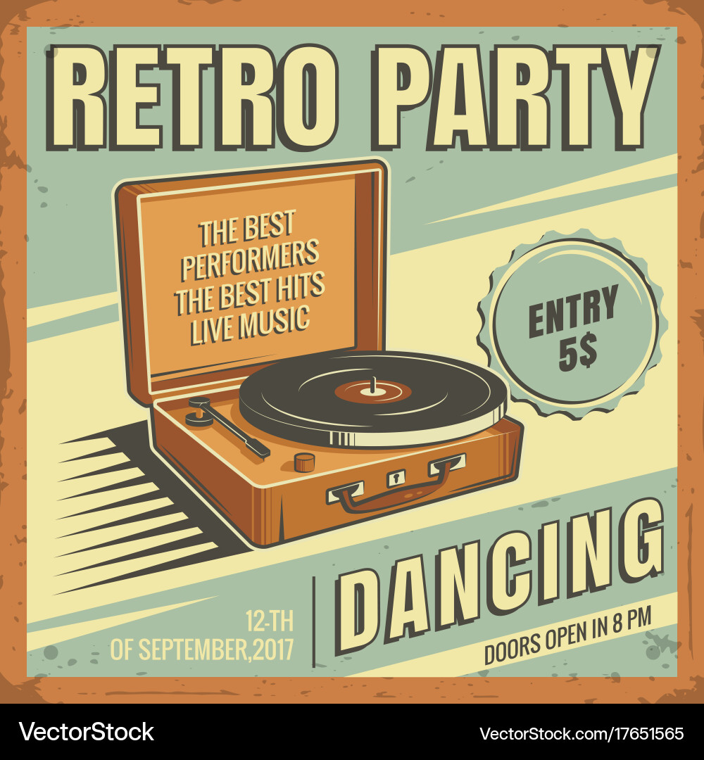 Vintage banner retro party Royalty Free Vector Image