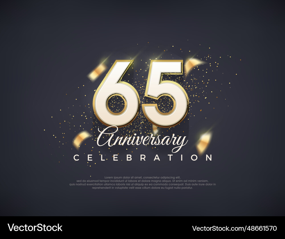 65th anniversary number with fancy numerals Vector Image