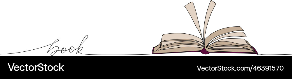 Book one line colored art continuous line color Vector Image