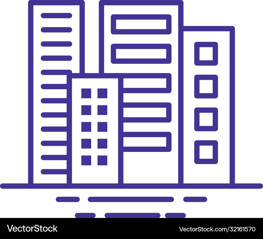 Buildings constructions facades city line style Vector Image