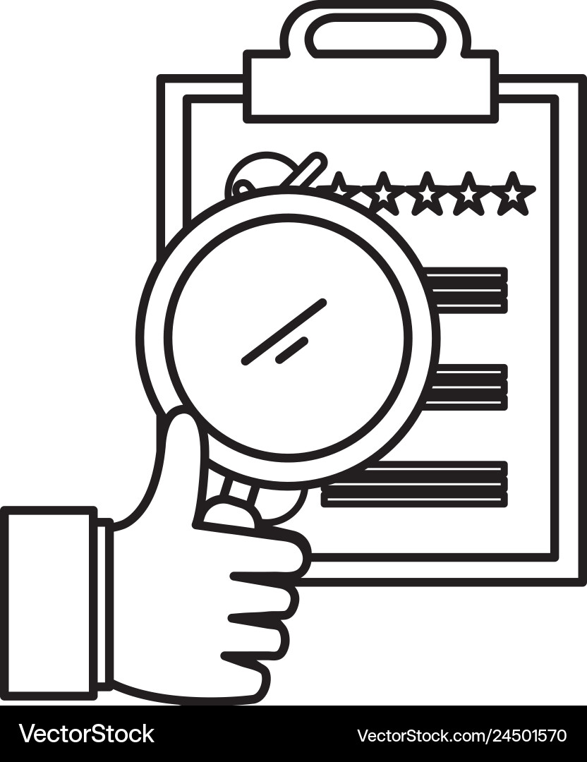 Clipboard checklist with magnifying glass Vector Image