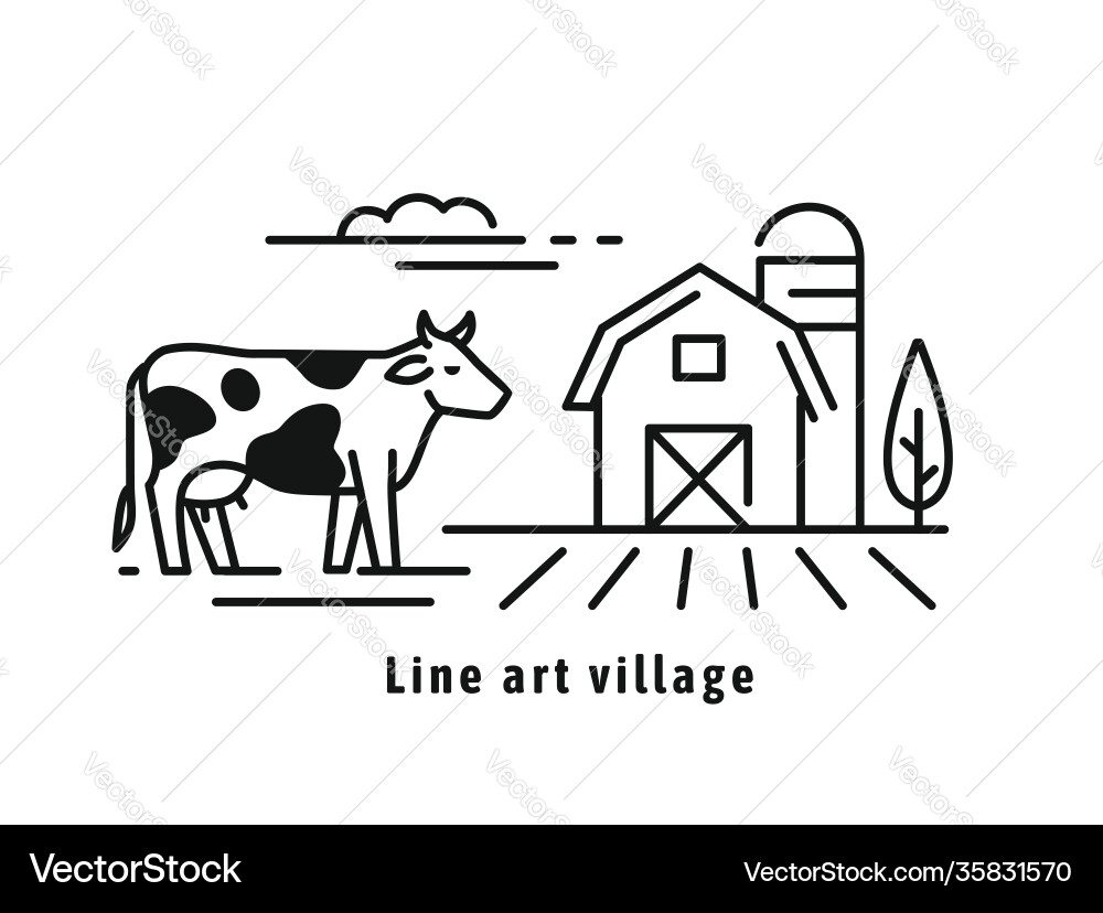 Cow on farm line icon Royalty Free Vector Image