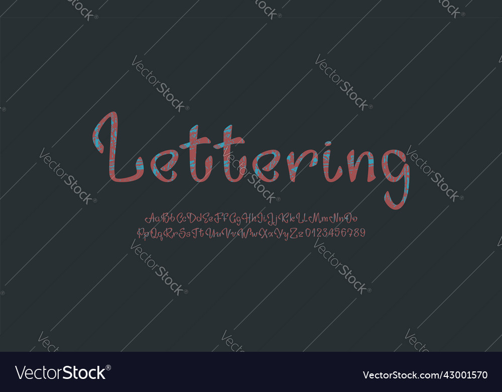 Cursive textured font handwritten script alphabet Vector Image