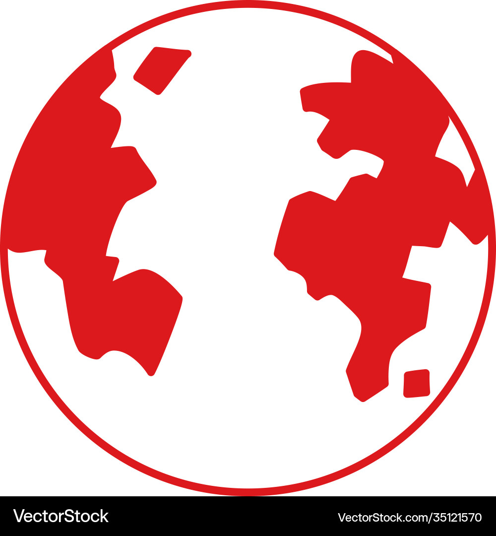 Globe red line icon isolated on white background Vector Image