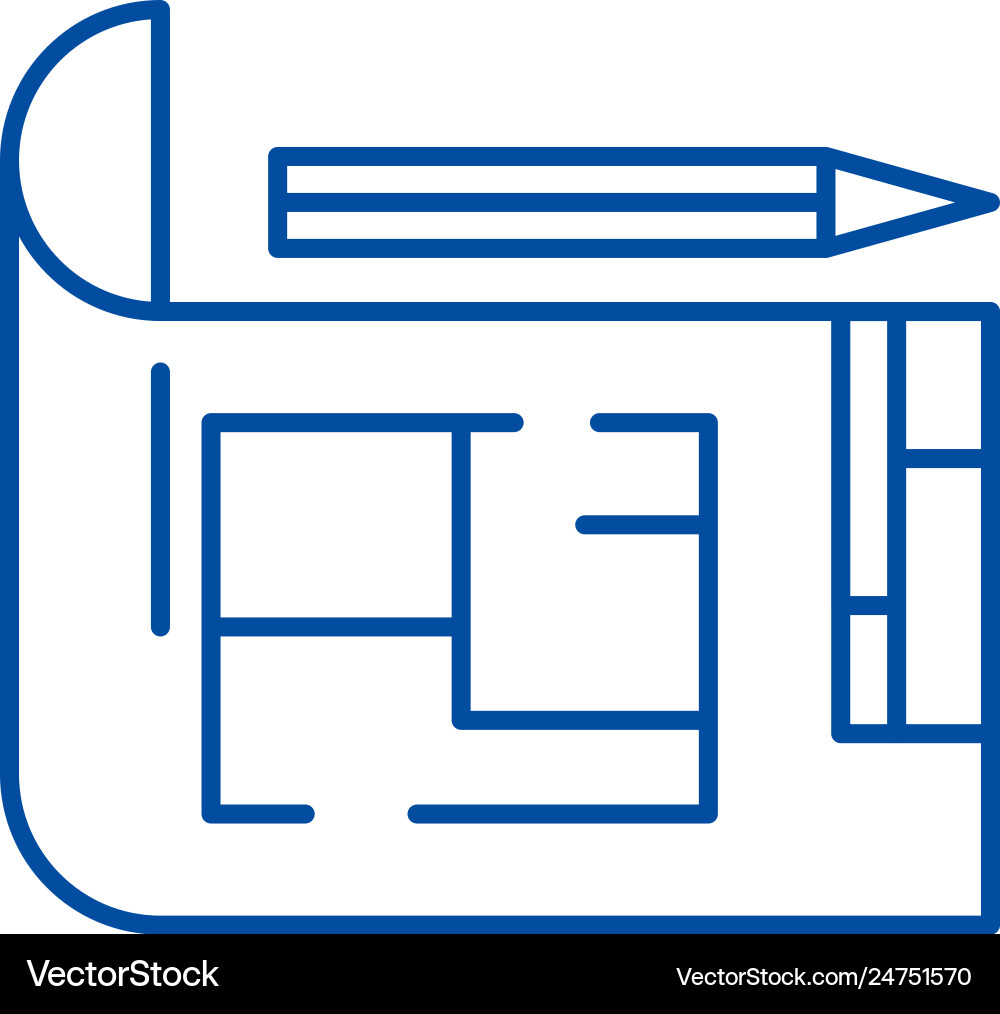 House design line icon concept design flat Vector Image