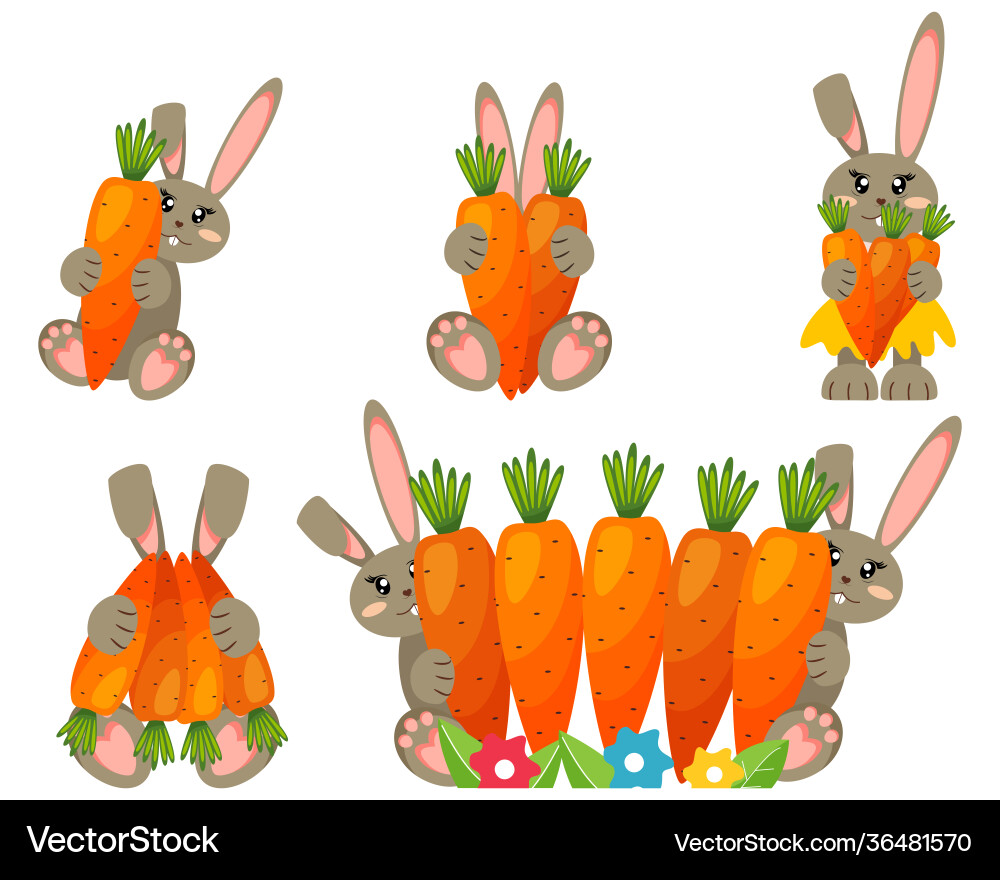 Learn to count from 1 5 with funny bunnies Vector Image