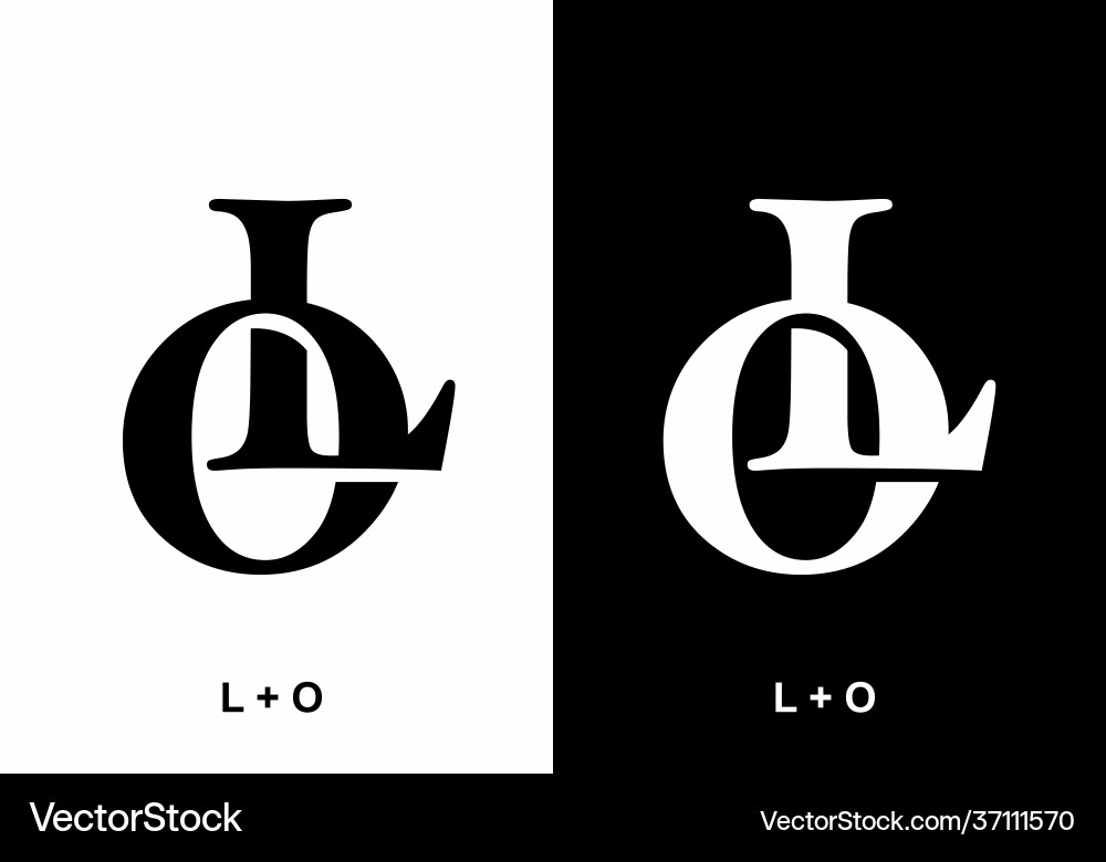 Lo initial letter black and white Royalty Free Vector Image