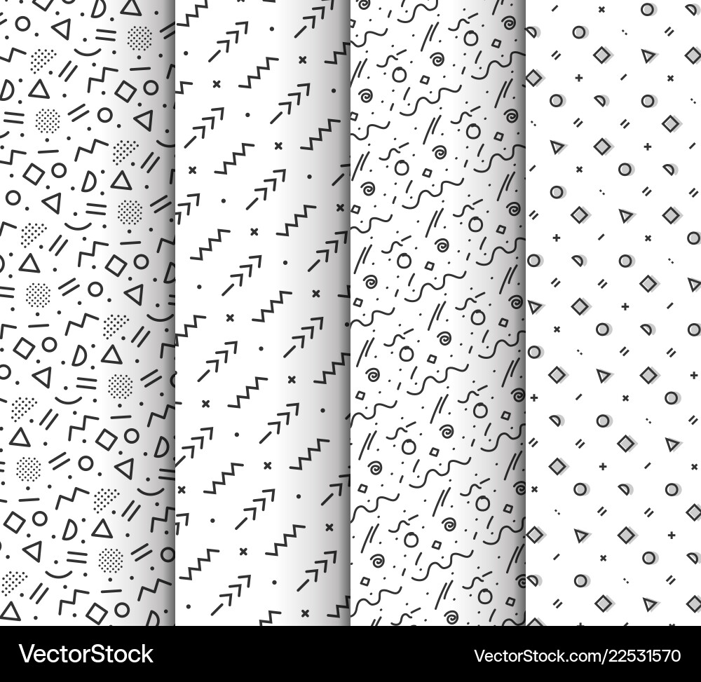 Memphis seamless patterns available in swatches Vector Image